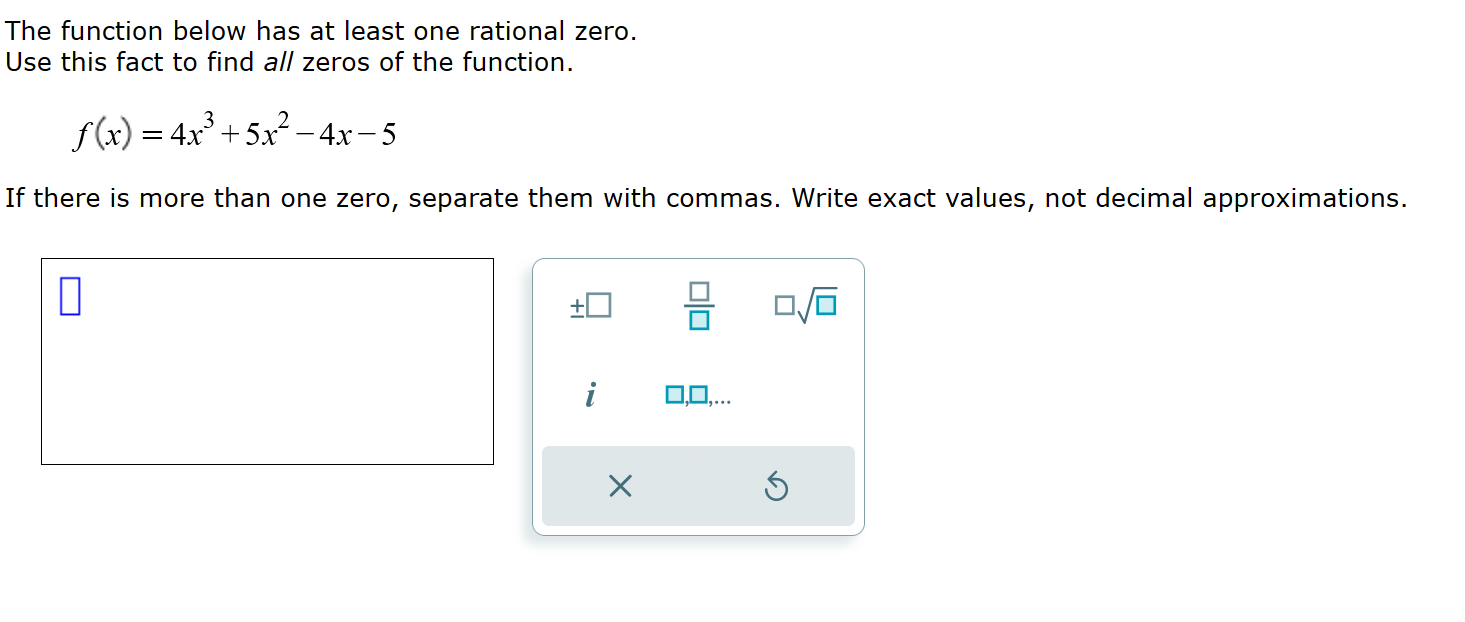 Solved The function below has at least one rational zero. | Chegg.com