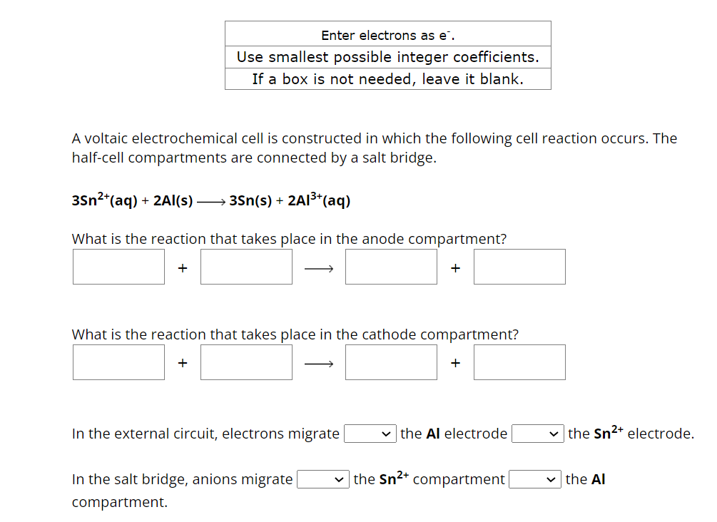 Solved A voltaic electrochemical cell is constructed in | Chegg.com