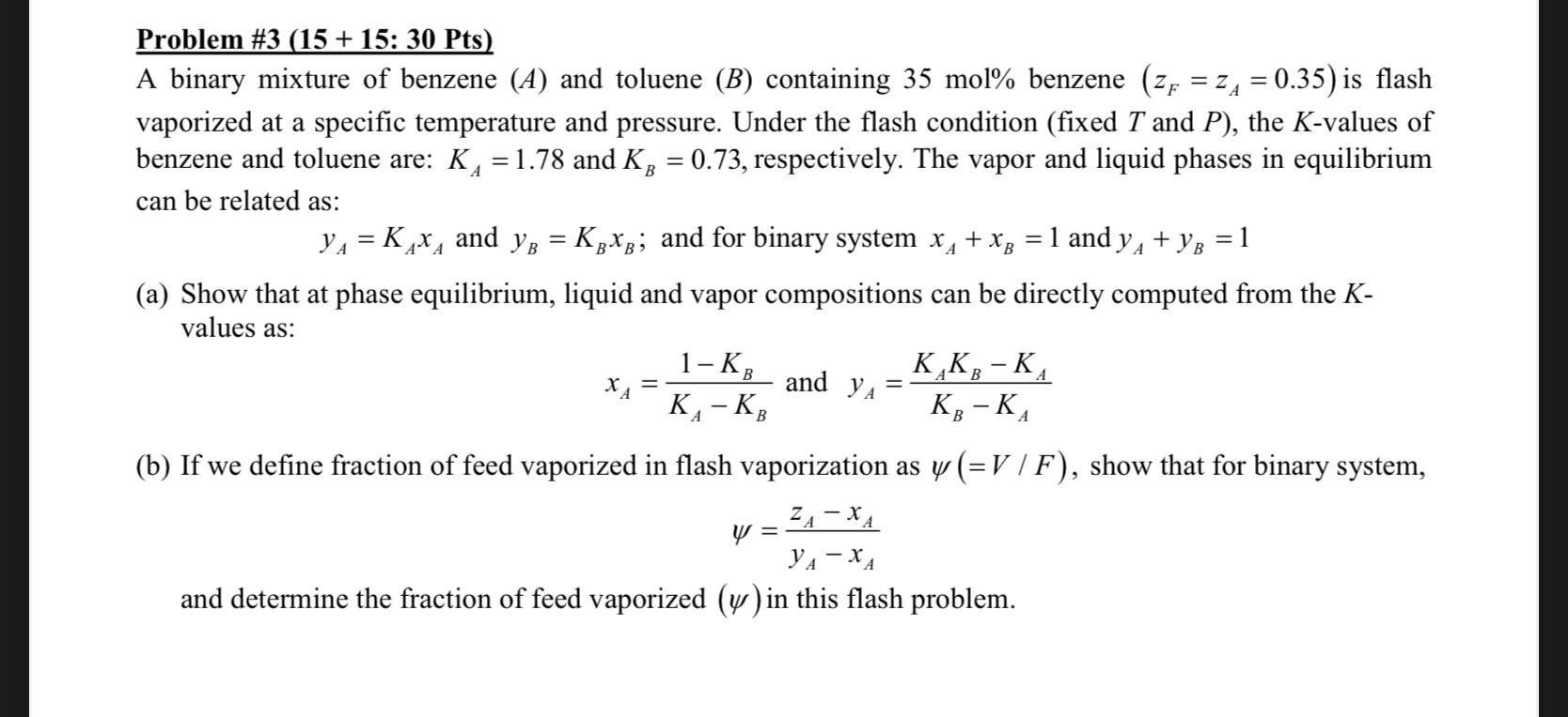 Solved Problem #3 (15+15:30 Pts ) A binary mixture of | Chegg.com