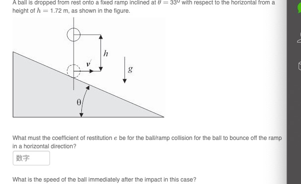 Solved A ball is dropped from rest onto a fixed ramp | Chegg.com