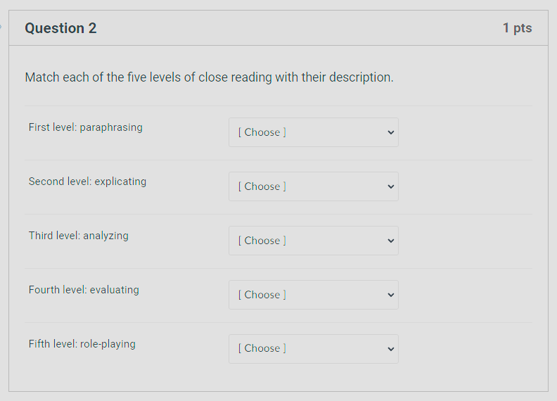 Question 2Match each of the five levels of close | Chegg.com