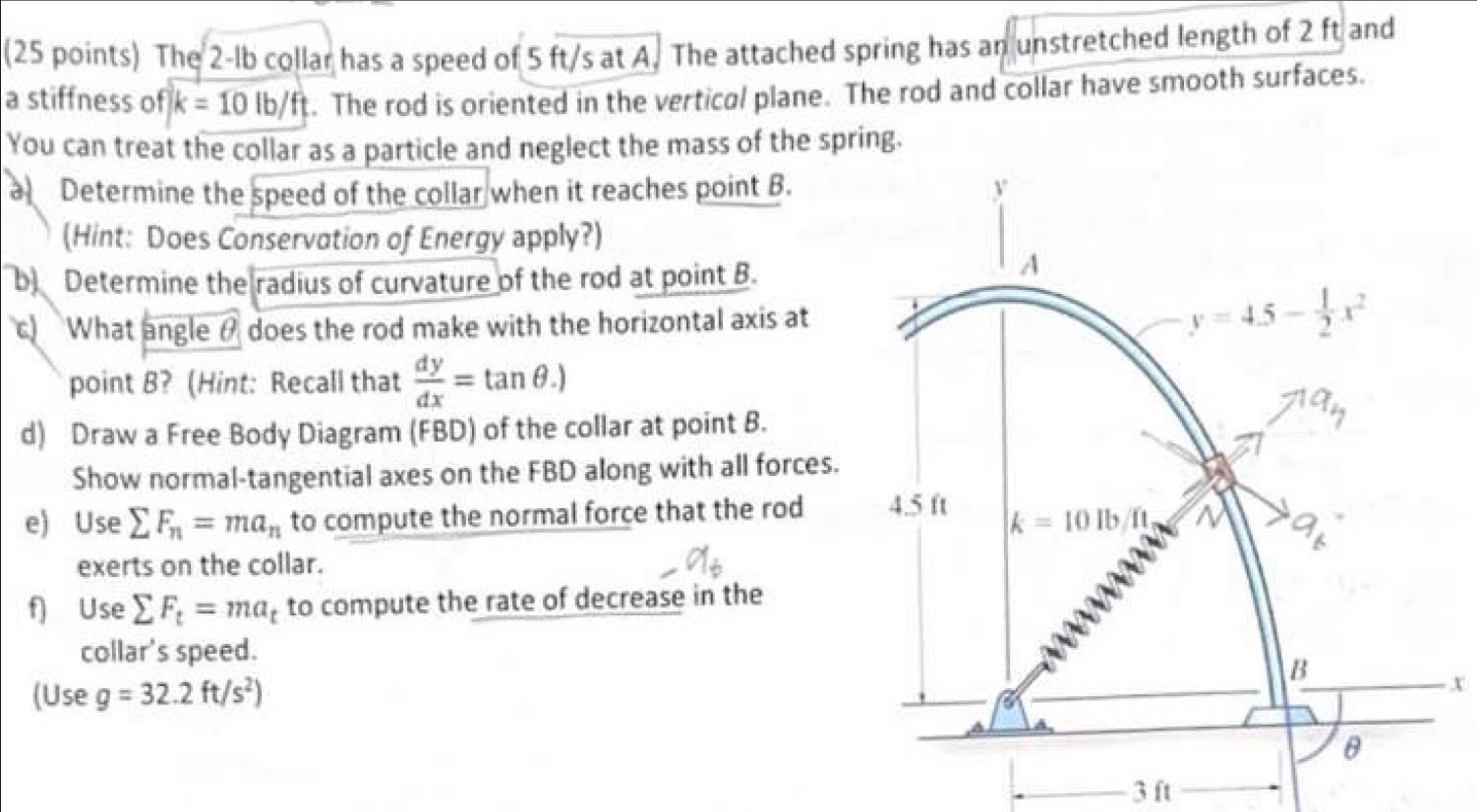 Solved (25 ﻿points) ﻿The 2-lb ﻿collar has a speed | Chegg.com