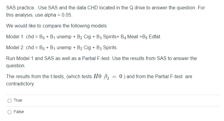 SAS practice. Use SAS and the data CHD located in the | Chegg.com