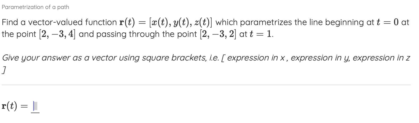 Solved Find a vector-valued function r(t)=[x(t),y(t),z(t)] | Chegg.com