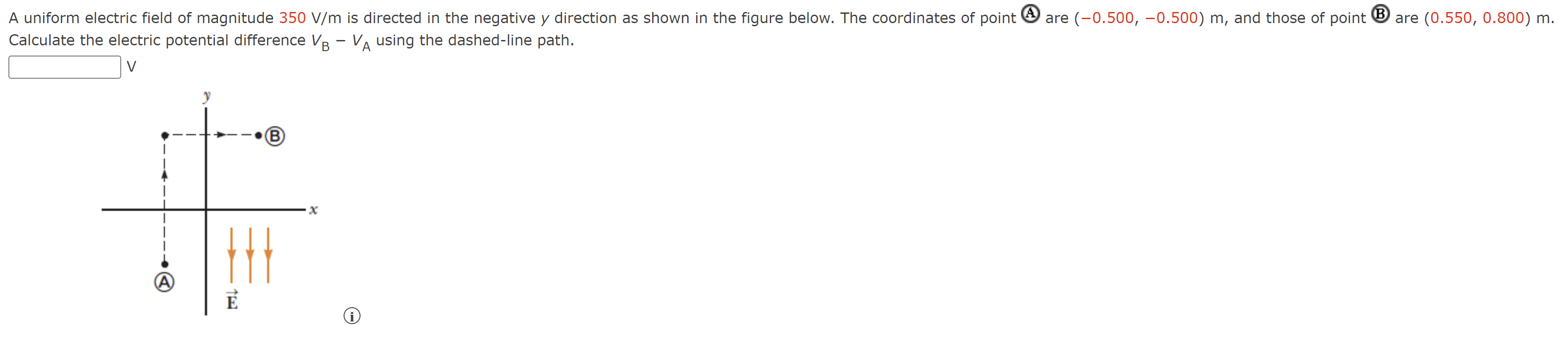 Solved Calculate the electric potential difference VB−VA | Chegg.com
