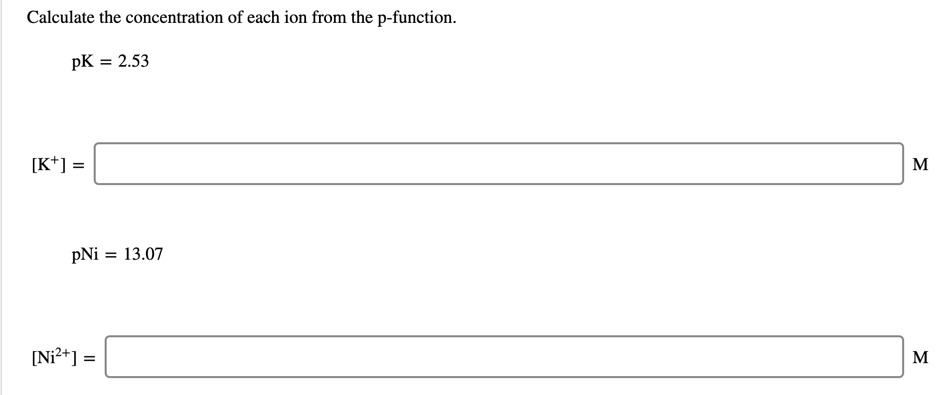 Solved Calculate the concentration of each ion from the | Chegg.com