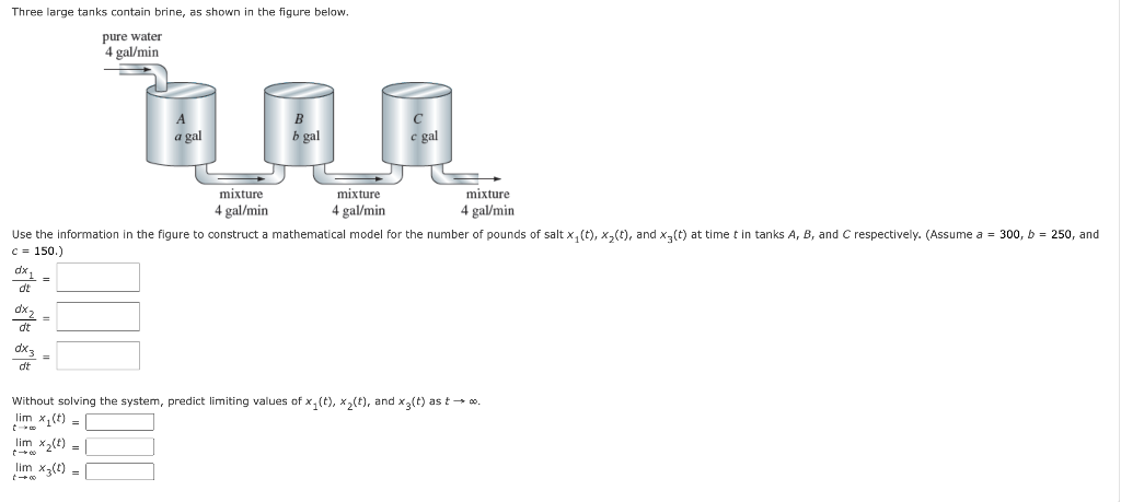 Solved Three large tanks contain brine, as shown in the | Chegg.com
