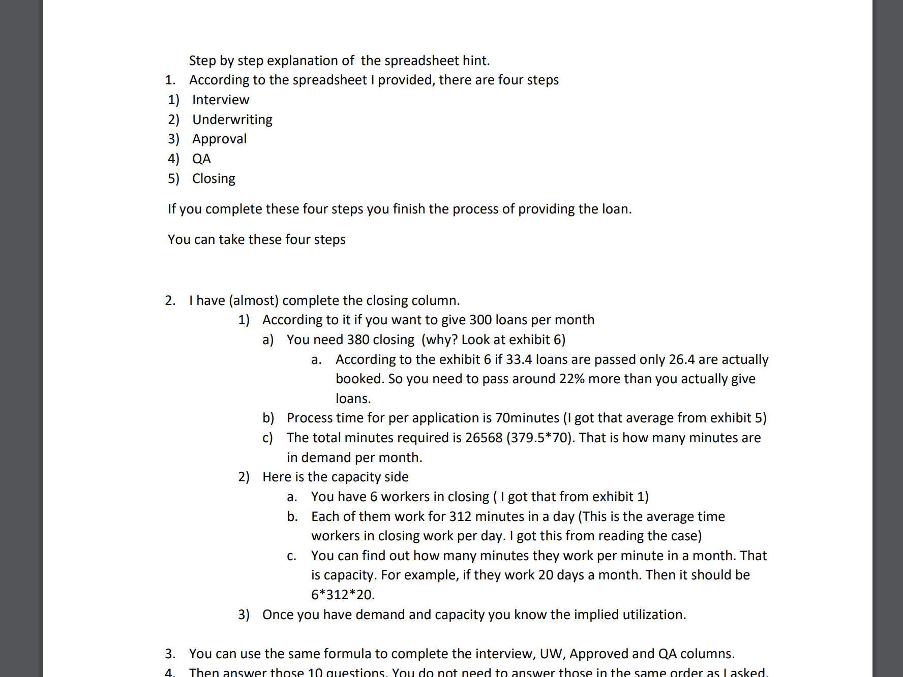 Step by step explanation of the spreadsheet hint. 1. | Chegg.com