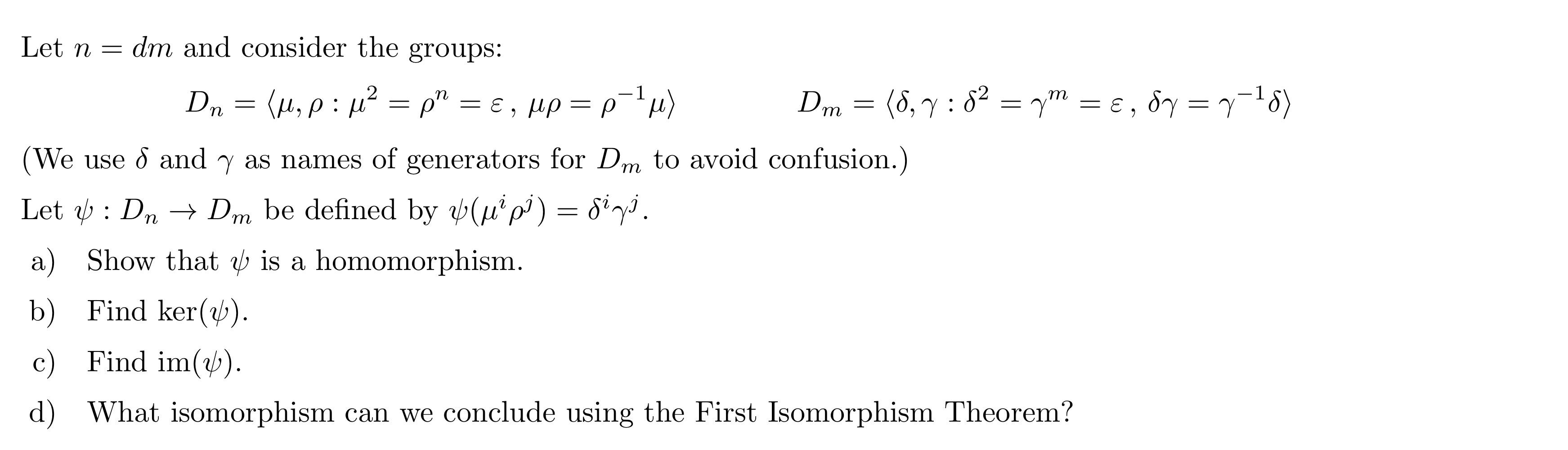 Solved Let n=dm and consider the groups: | Chegg.com