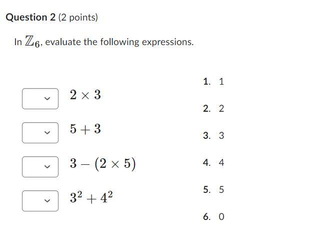 Solved In Z6, evaluate the following expressions. | Chegg.com
