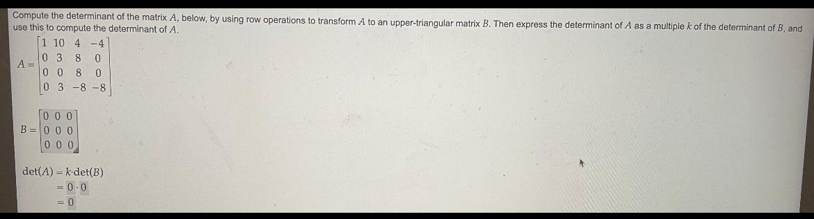 Solved using row operations to transform A to an | Chegg.com