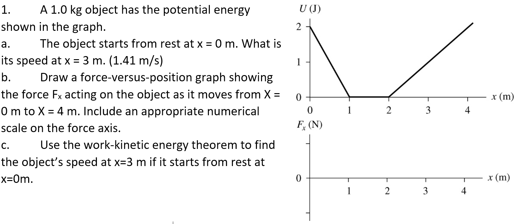 Solved U(J) 1 . 1. A 1.0 kg object has the potential energy | Chegg.com
