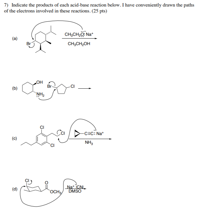 Solved 7) Indicate the products of each acid-base reaction | Chegg.com
