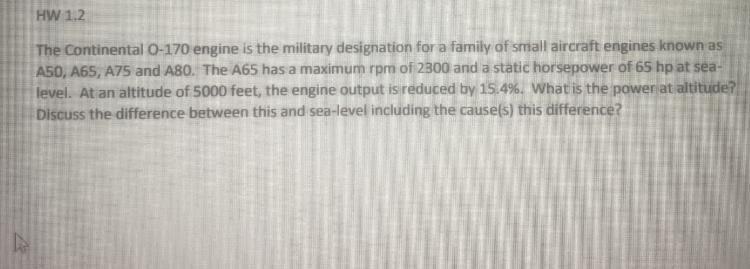 Solved the continental o-170 engine is the military | Chegg.com