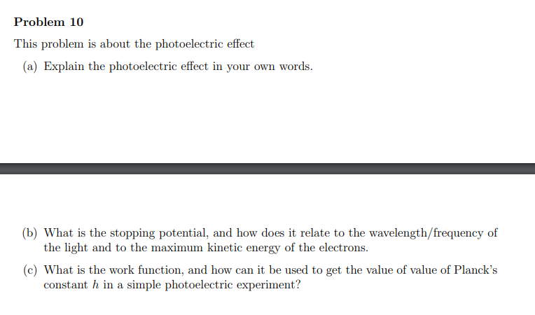 Solved Problem 10 This problem is about the photoelectric | Chegg.com