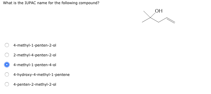 Solved What is the IUPAC name for the following compound? он | Chegg.com