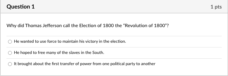 Solved Why did Thomas Jefferson call the Election of 1800 | Chegg.com