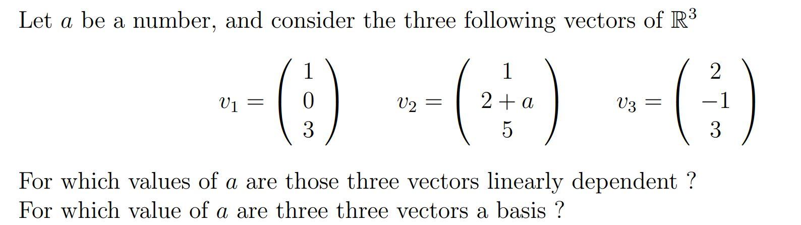 Solved Let a be a number, and consider the three following | Chegg.com