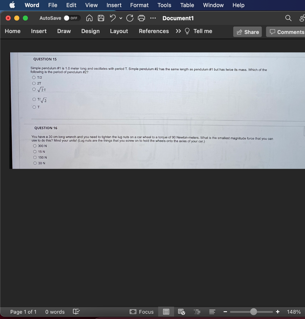 Solved Word File Edit View Insert Format Tools Table Window | Chegg.com