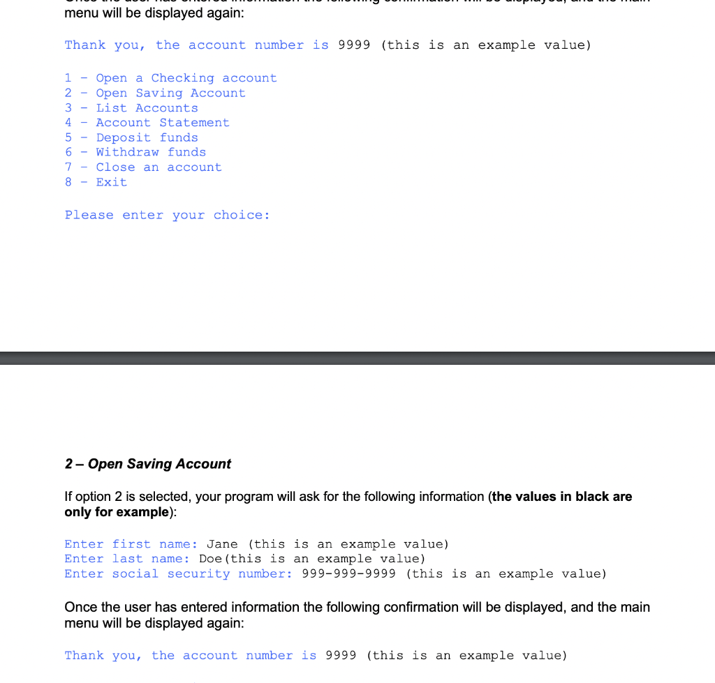 Solved Implement the banking application designed above to | Chegg.com