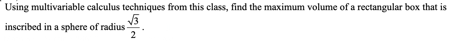 Solved Using multivariable calculus techniques from this | Chegg.com