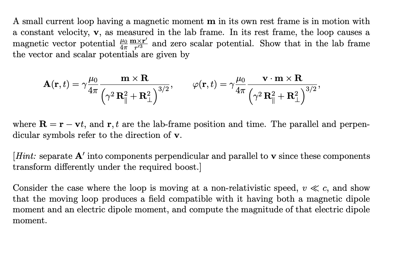 A small current loop having a magnetic moment m in | Chegg.com