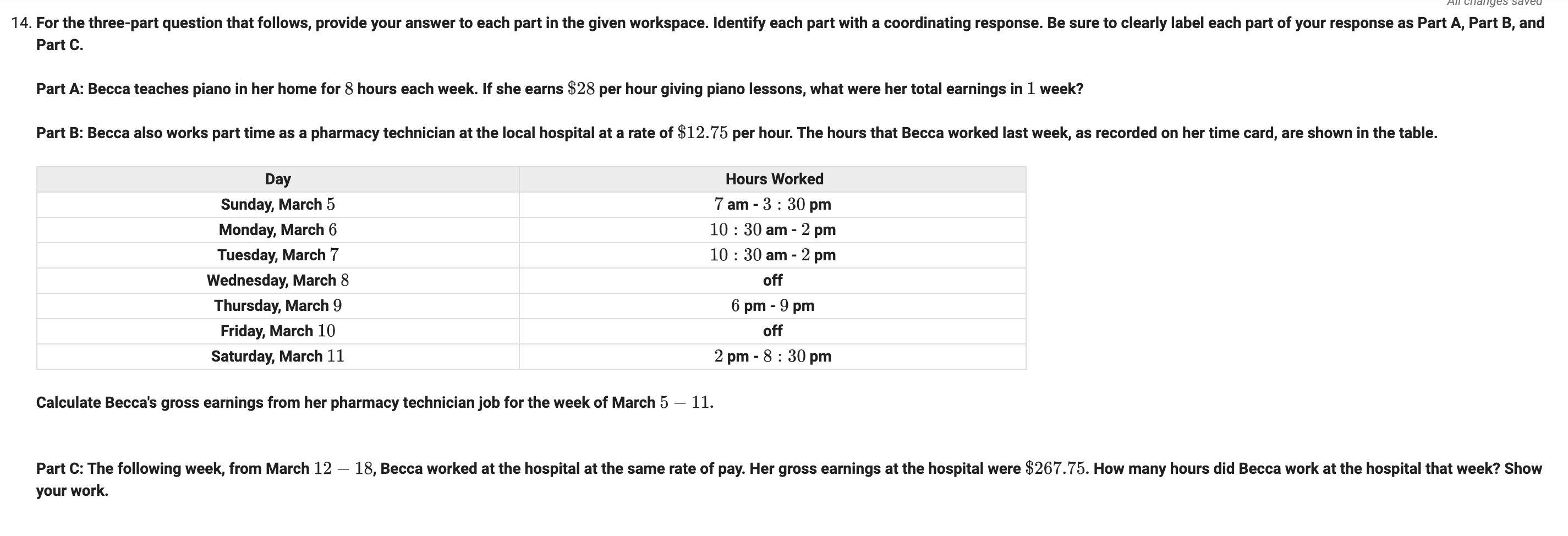 Solved All 14. For the three-part question that follows, | Chegg.com