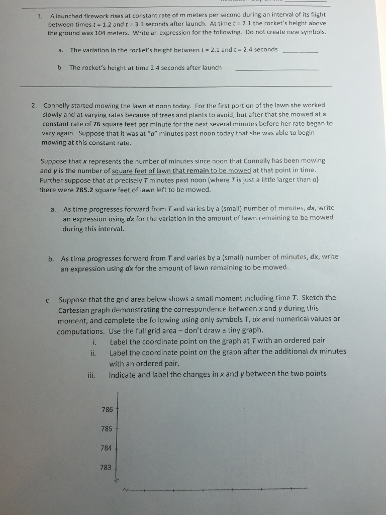 Solved 1. A launched firework rises at constant rate of m | Chegg.com