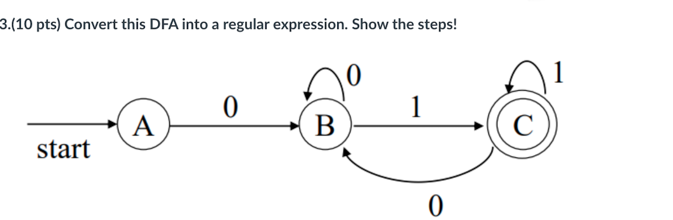 Solved 3.(10 pts) Convert this DFA into a regular | Chegg.com