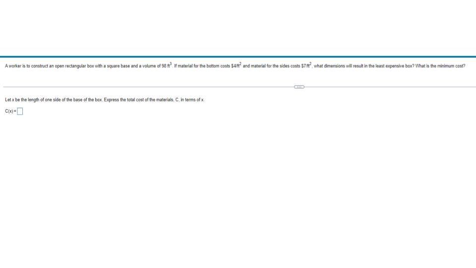 Solved A worker is to construct an open rectangular box with | Chegg.com