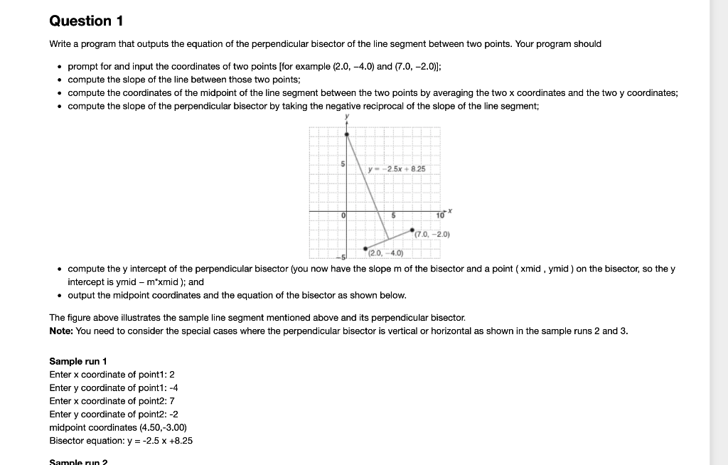 Solved Write A Program That Outputs The Equation Of The