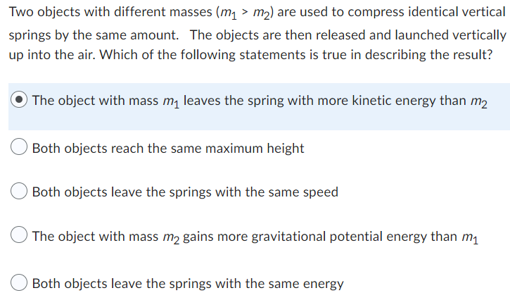 Solved Two objects with different masses (m₁ > m₂) are used | Chegg.com