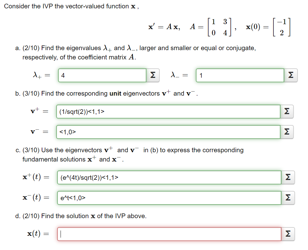 Solved Consider the IVP the vector-valued function xx | Chegg.com