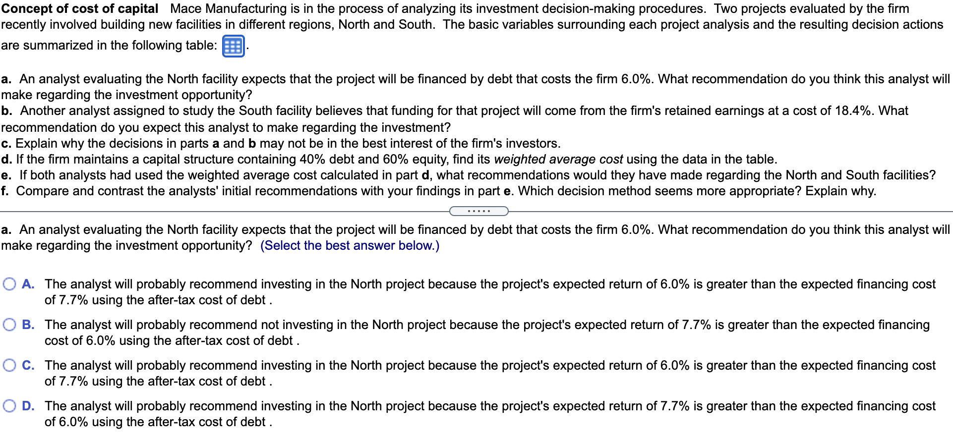 Solved Concept of cost of capital Mace Manufacturing is in | Chegg.com