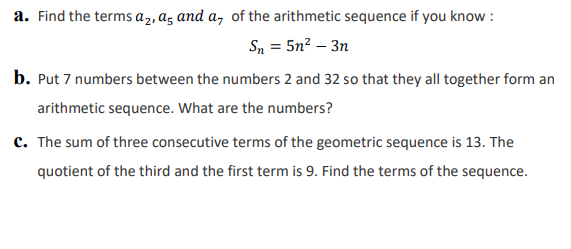 Solved a. Find the terms az, a; and a, of the arithmetic | Chegg.com