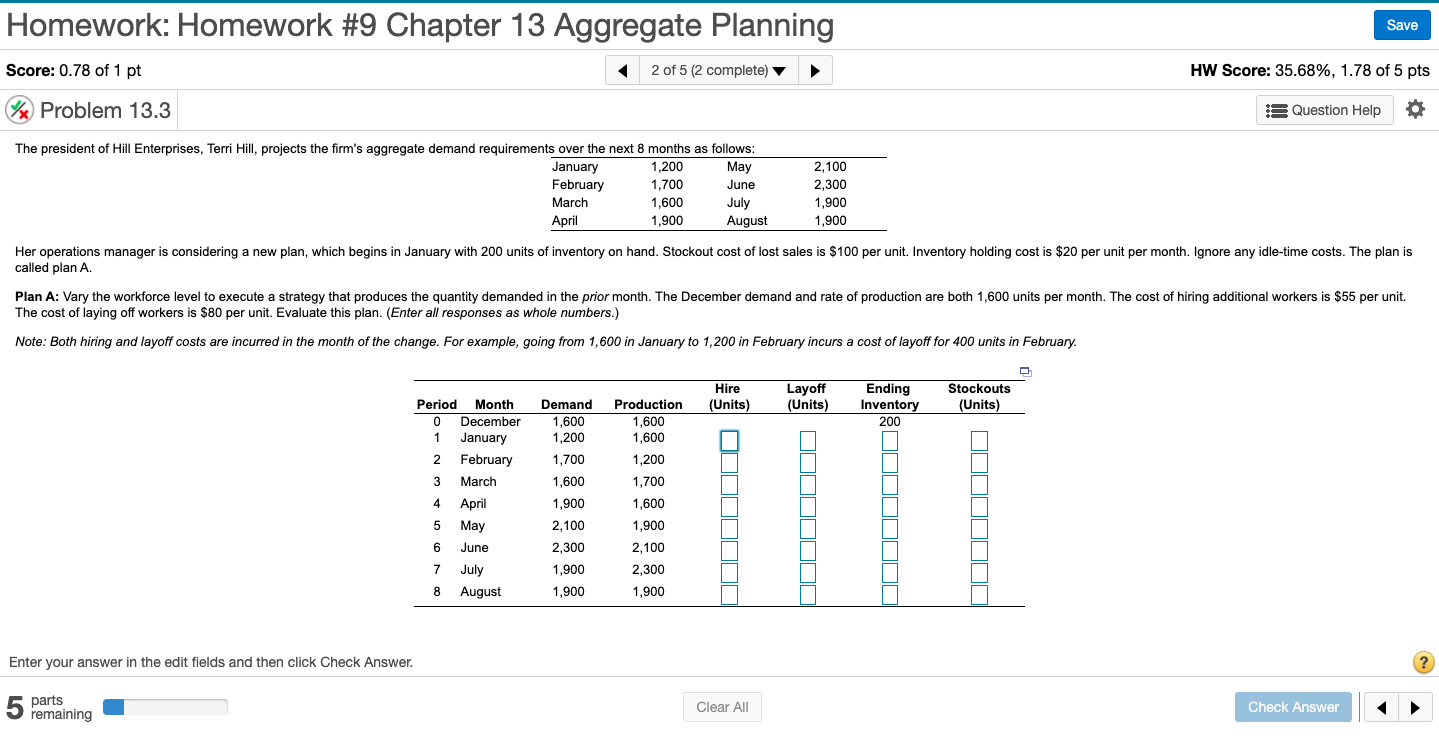 Solved Save Homework: Homework #9 Chapter 13 Aggregate | Chegg.com