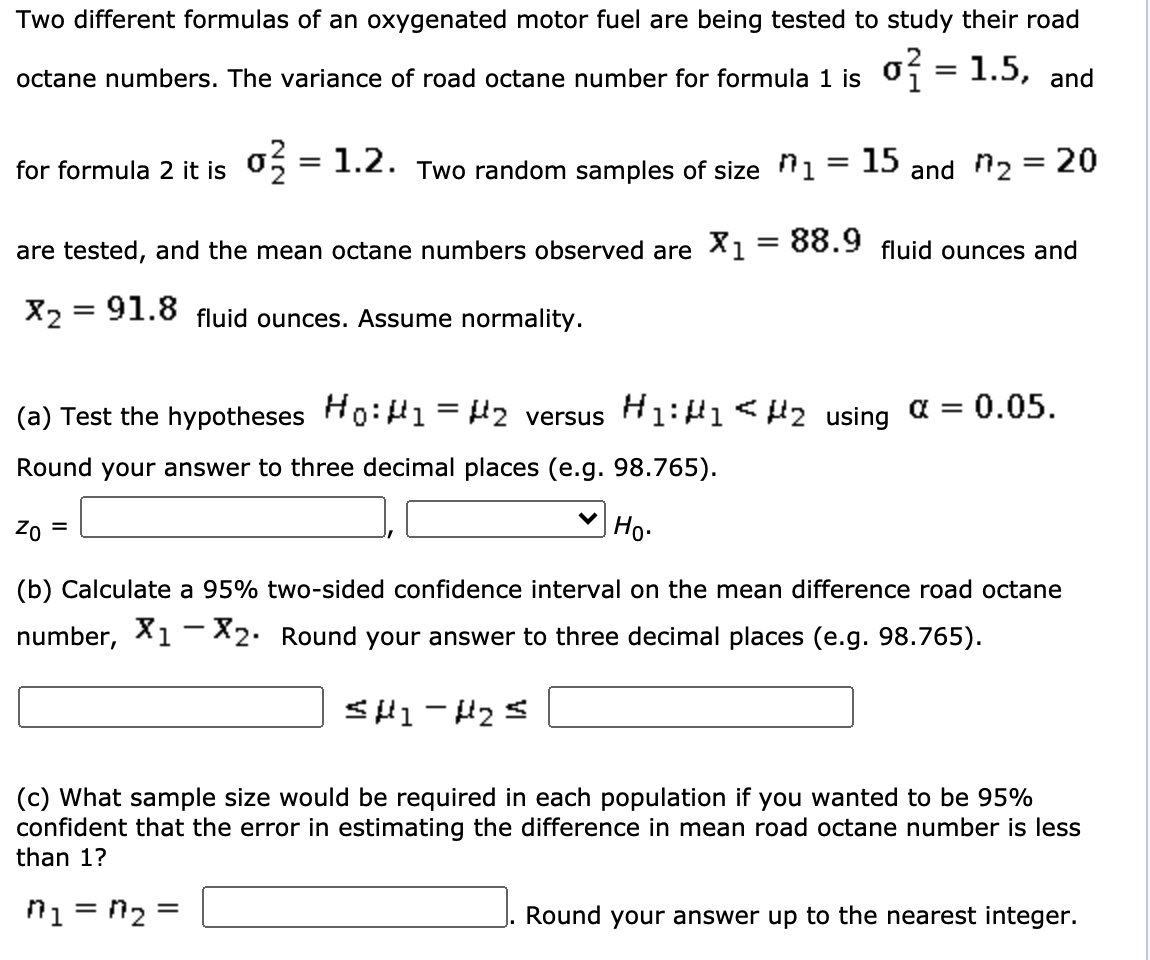 Solved Two different formulas of an oxygenated motor fuel | Chegg.com