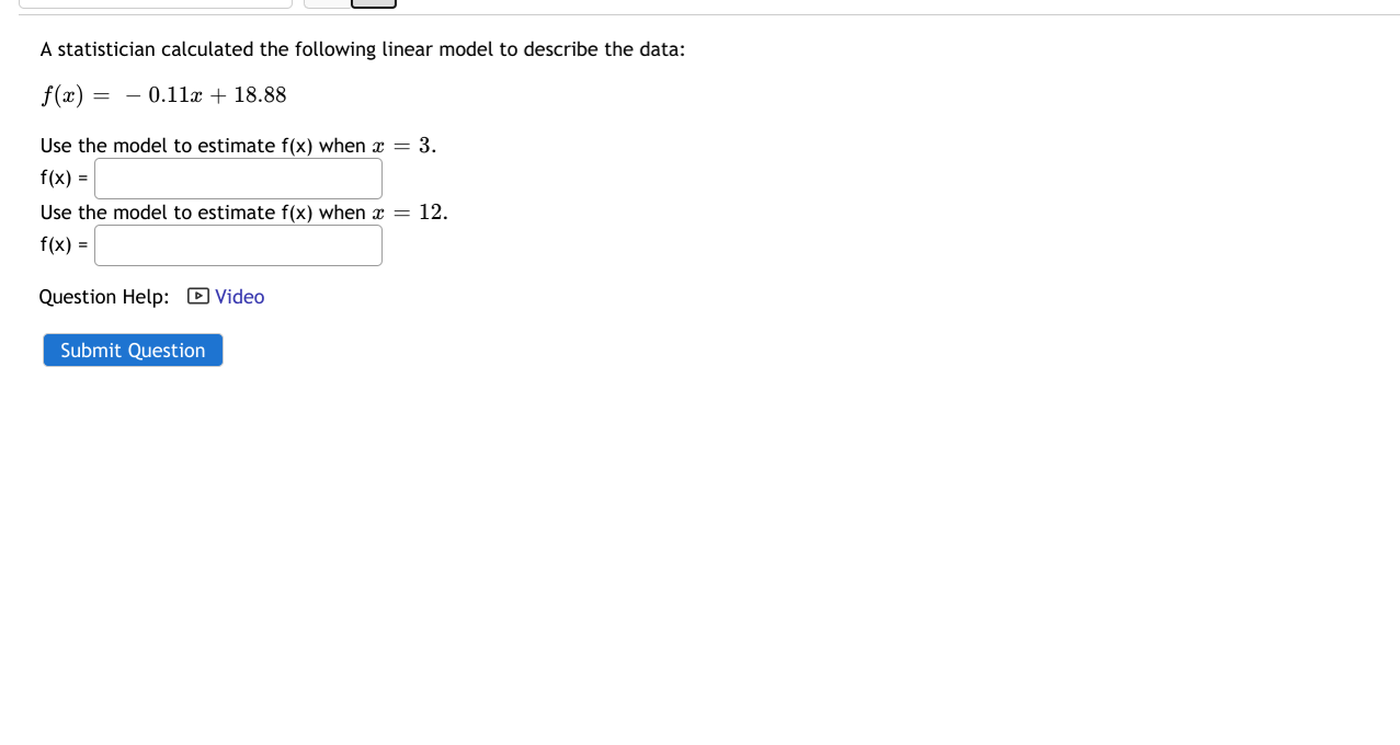 Solved A statistician calculated the following linear model | Chegg.com
