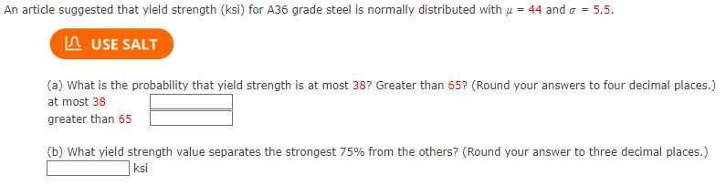Solved article suggested that yield strength (ksi) for A36 | Chegg.com