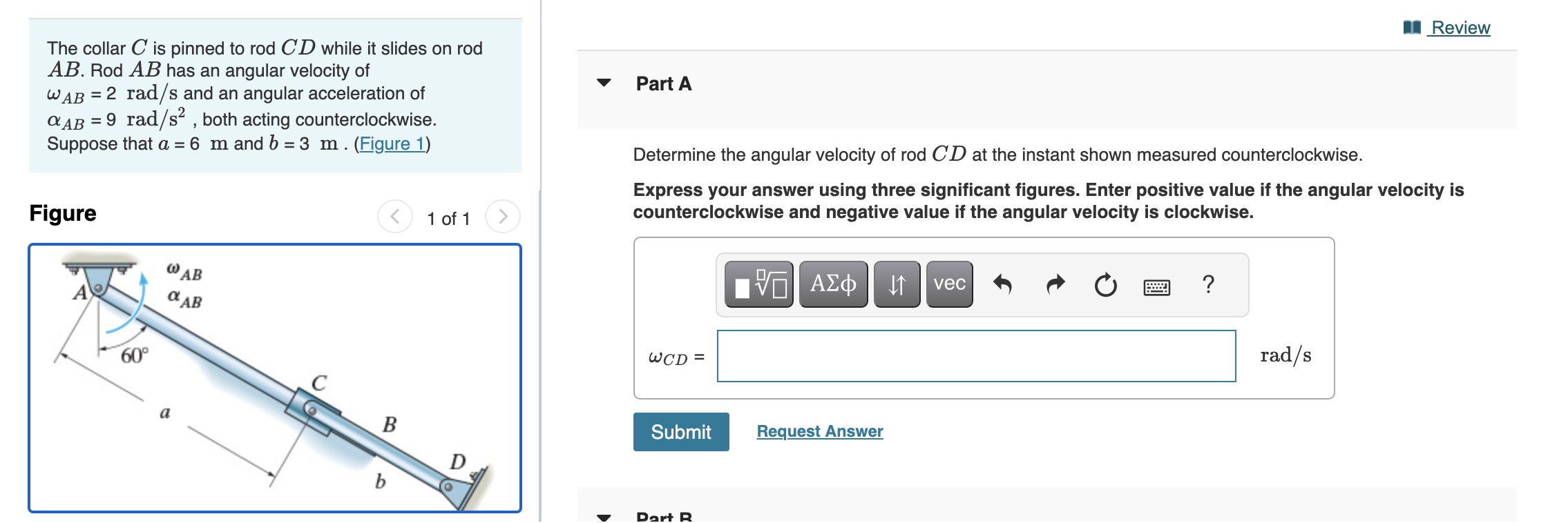 Solved The collar C is pinned to rod CD while it slides on | Chegg.com