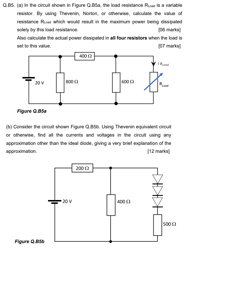 Solved Q.B5. (a) In the circuit shown in Figure Q.B5a, the | Chegg.com