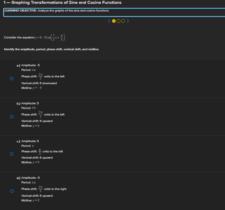 Solved 1-Grophing Transformations of Sine and Cosine | Chegg.com