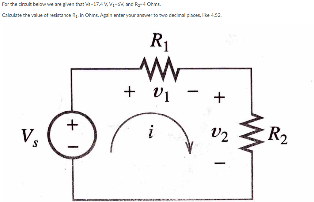 Solved For the circuit below we are given that Vs=17.4 ﻿V, | Chegg.com