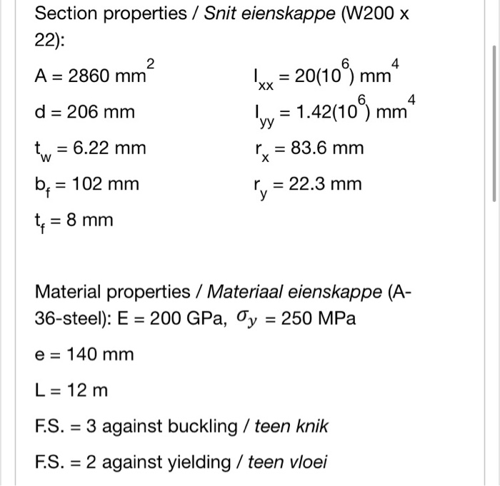 Solved The W200 x 22 A-36-steel column is fixed at its base. | Chegg.com
