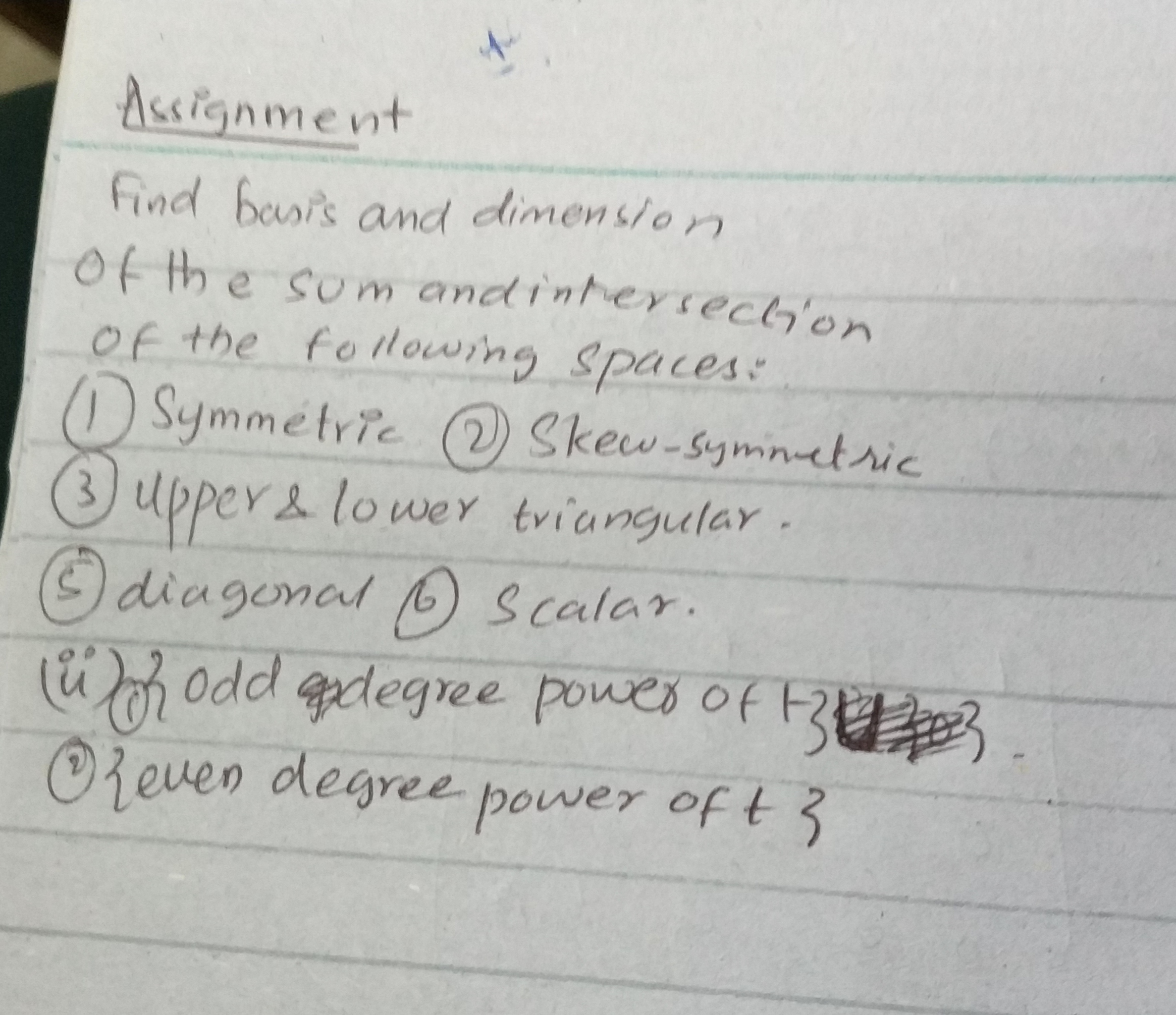 Find basis and dimension of the sum andintrersection | Chegg.com