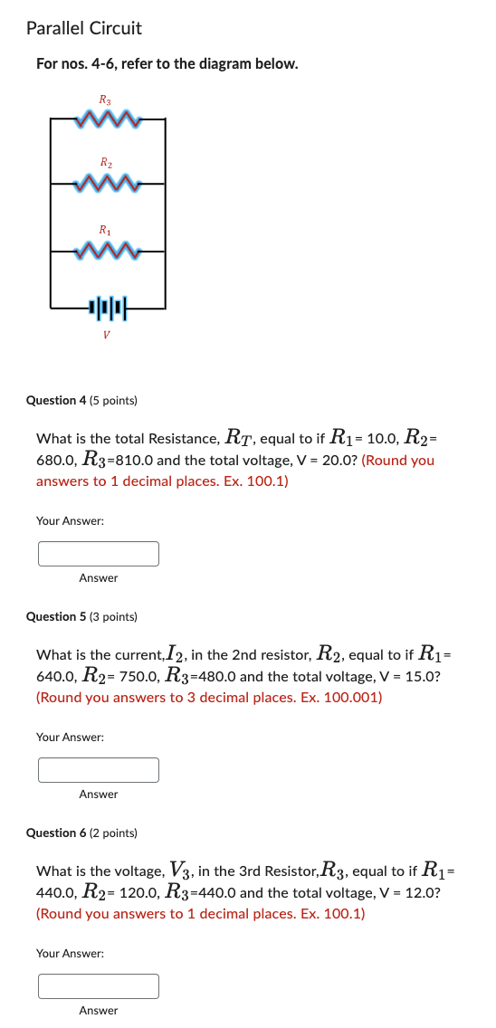Solved Parallel Circuit For nos. 4-6, refer to the diagram | Chegg.com