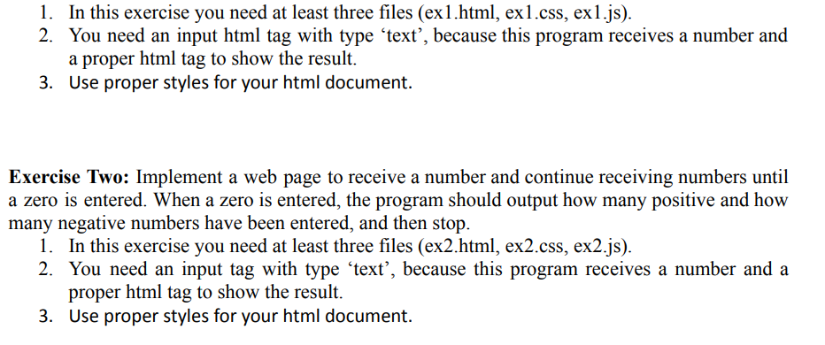 Solved Exercise One: Design and implement a web page to | Chegg.com