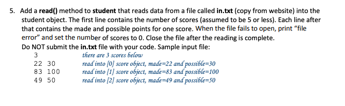 Solved 5. Add a read() method to student that reads data | Chegg.com