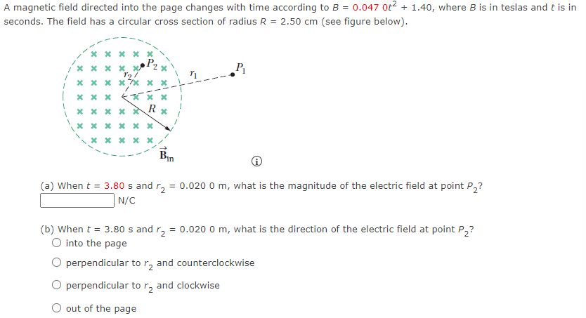 Solved agnetic field directed into the page changes with | Chegg.com