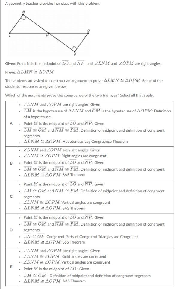 Solved A geometry teacher provides her class with this | Chegg.com